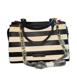 Betsey Johnson | Bags | Betsey Johnson Curtsy Stripe Structured Satchel ...